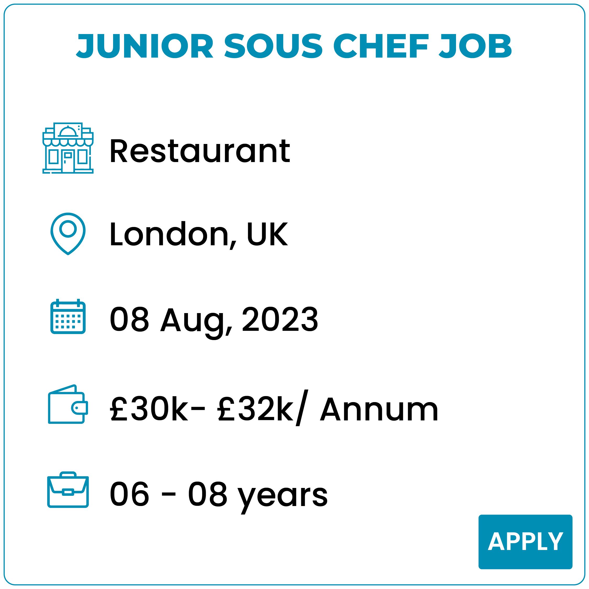 Junior Sous Chef Job In London ,Uk